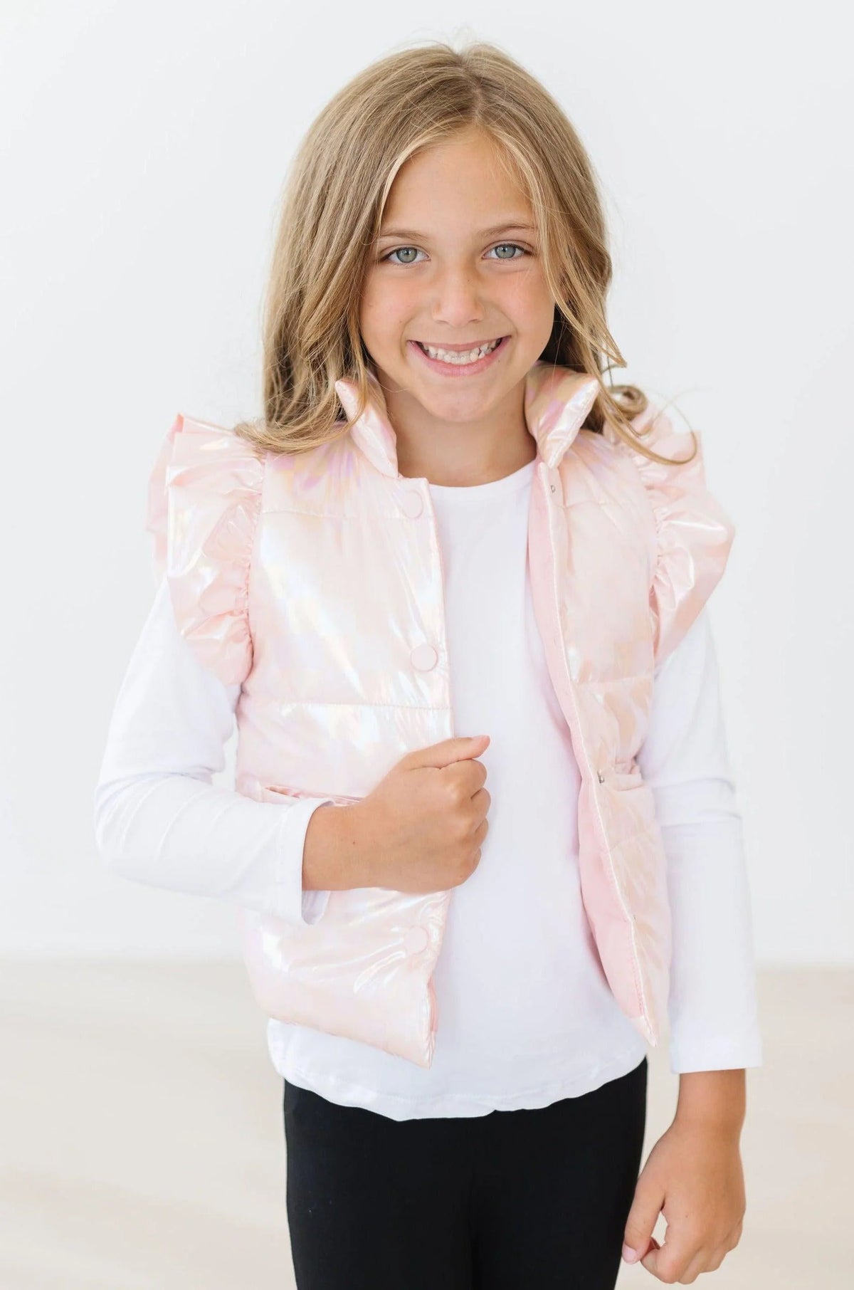 Light Pink Checker Puffer Vest | Pink Lemonade